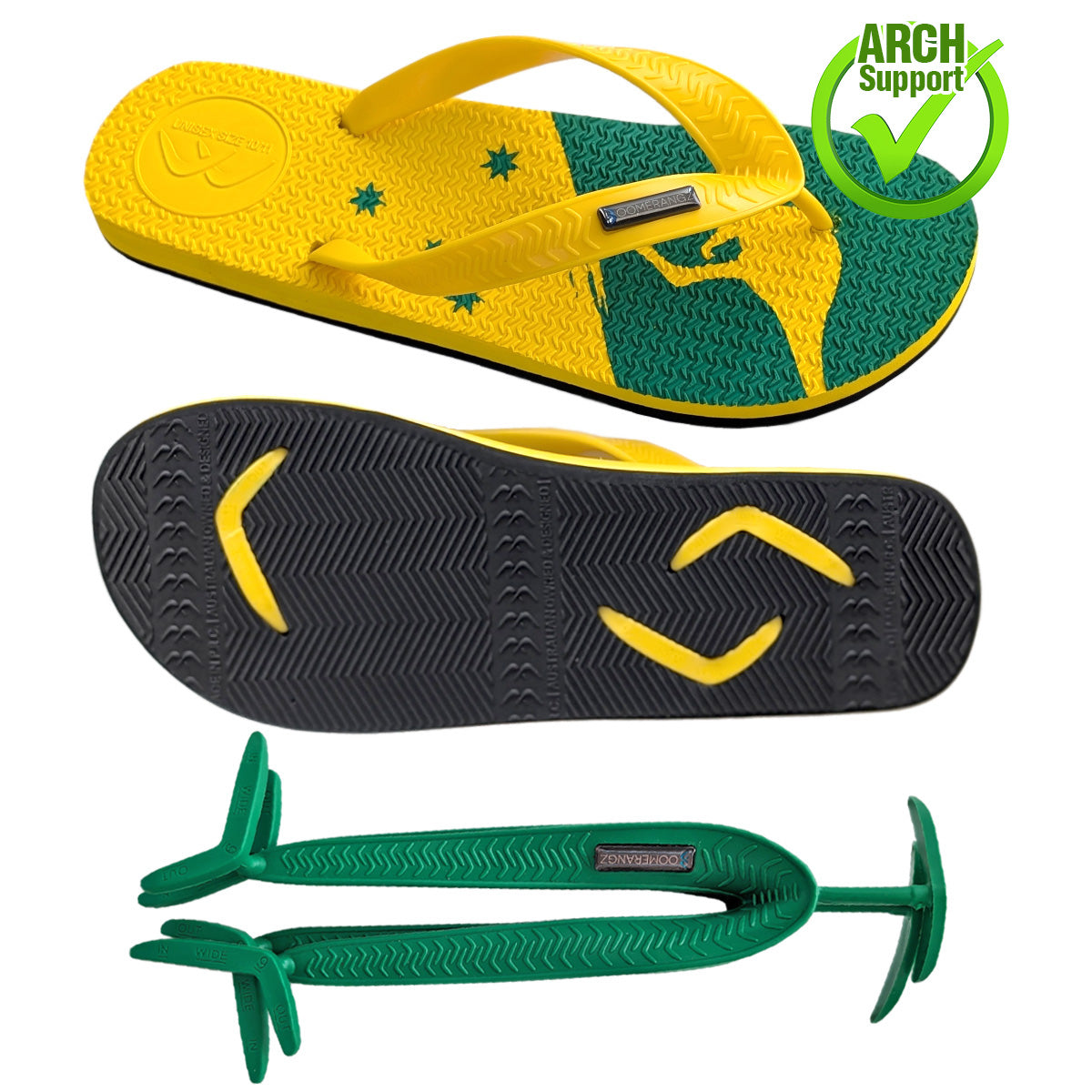 Aussie Print Thongs + Additional Wide Straps – Boomerangz Footwear