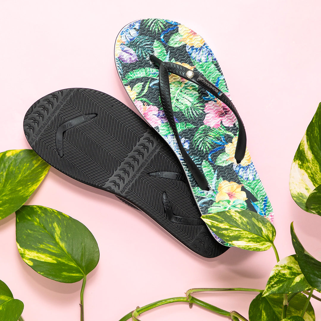 Women's Floral Thongs + Additional Diamante' Straps – Boomerangz Footwear