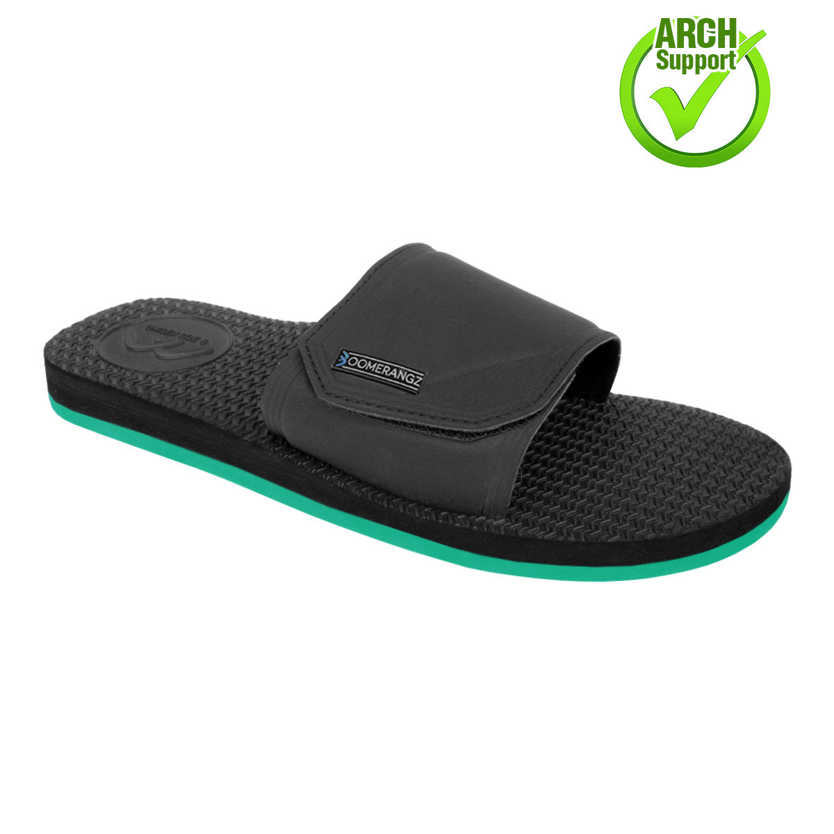 Regular Black/Teal Adjustable Slides – Boomerangz Footwear