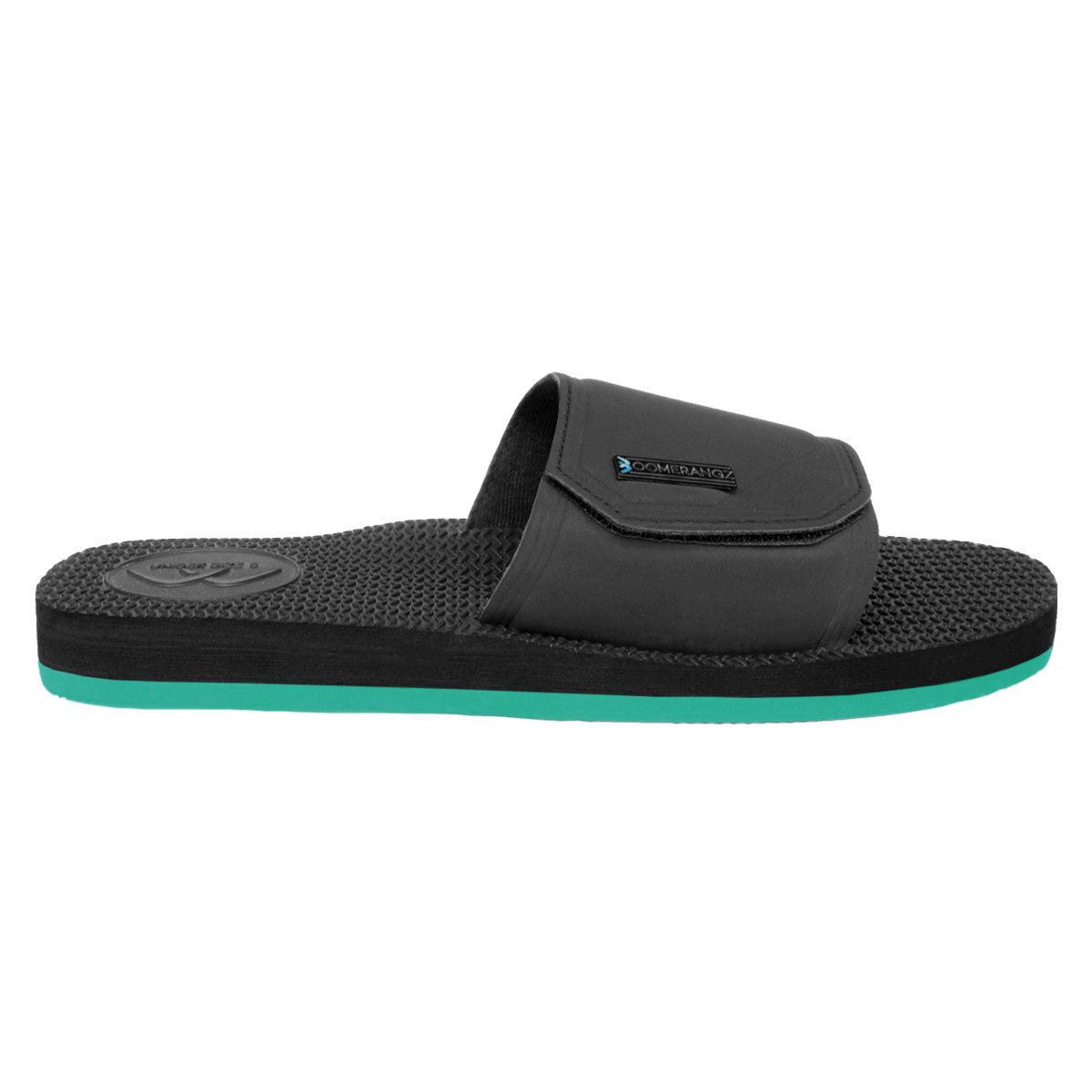 Regular Black/Teal Adjustable Slides – Boomerangz Footwear